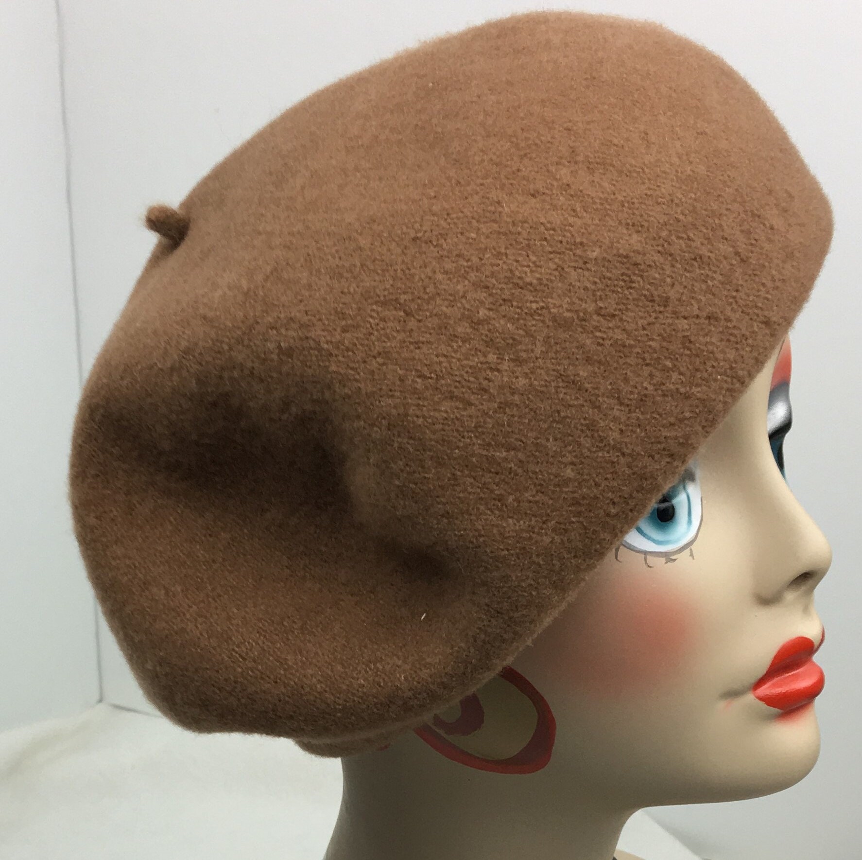 Wool French Beret , Classic, Handblocked, Cinnamon Brown