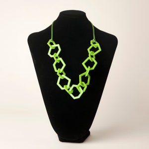 Lime Green Modern Geometric Chain Link Acrylic Necklace. - Etsy