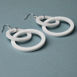 White Circle Geometric Drop Acrylic Earrings - Etsy