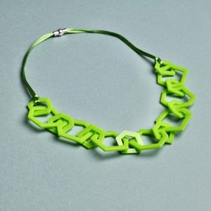 Lime Green Modern Geometric Chain Link Acrylic Necklace. - Etsy
