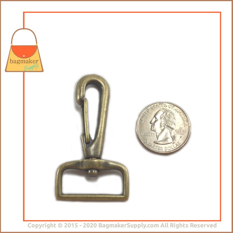 1 Inch Snap Hook Light Antique Brass Finish 2 Pieces Swivel | Etsy