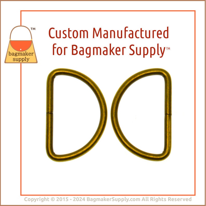 1-1/2 Inch D Ring, Light Antique Brass / Antique Gold Finish, 18 Pack ...