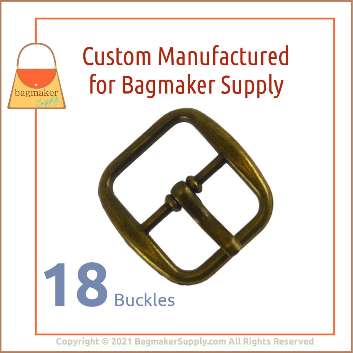 3/4 Inch Rounded Square Center Bar Pin Buckle Antique Brass / - Etsy