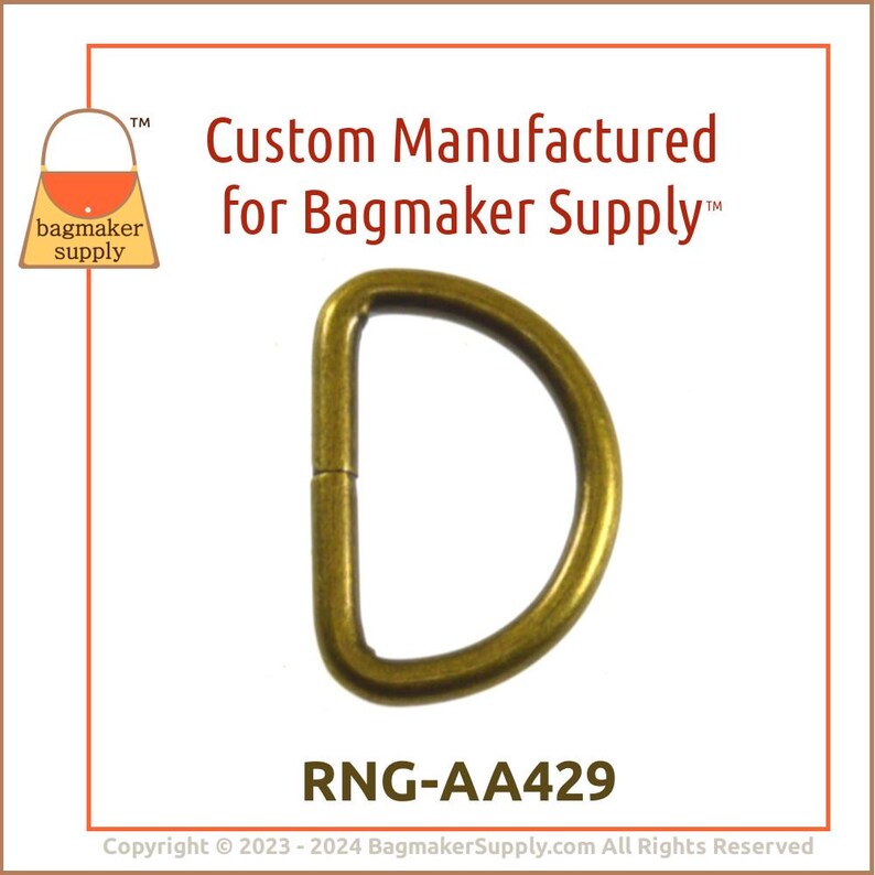 1 Inch D Ring Light Antique Brass Finish, 54 Pack, 3.75 Mm Gauge Wire ...