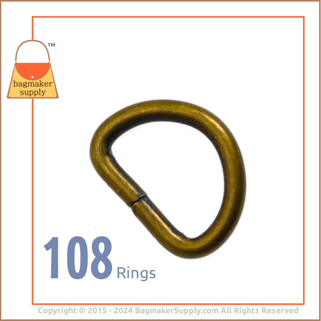 3/4 Inch D Ring, Antique Brass Finish, 108 Pieces, 3.5 Mm Gauge 19 Mm ...