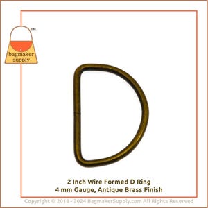 2 Inch D Ring, Antique Brass Finish, Not Welded 4 Mm Gauge, 4 Pieces ...