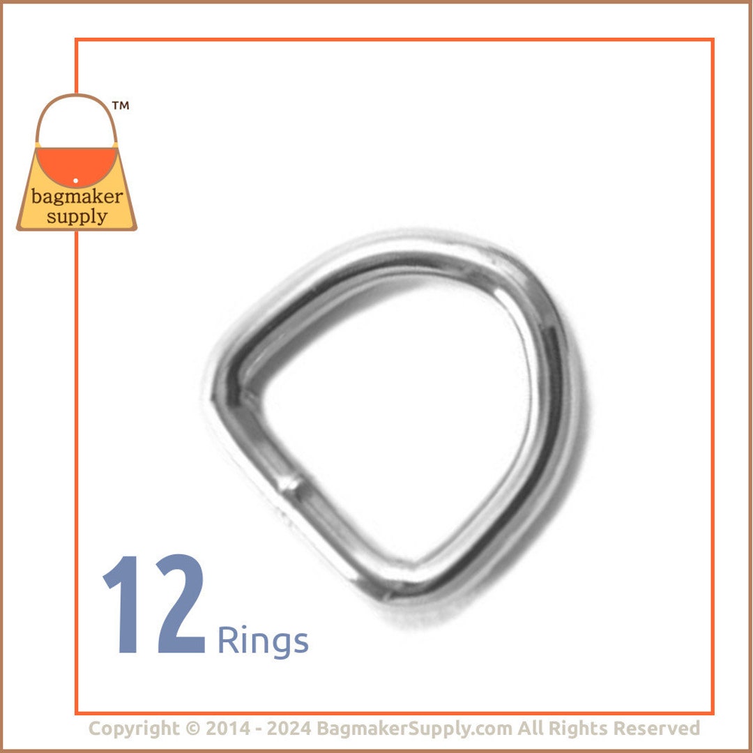 1/2 Inch D Ring, Nickel Finish, 12 Pieces, Small D-ring, Handbag Purse ...