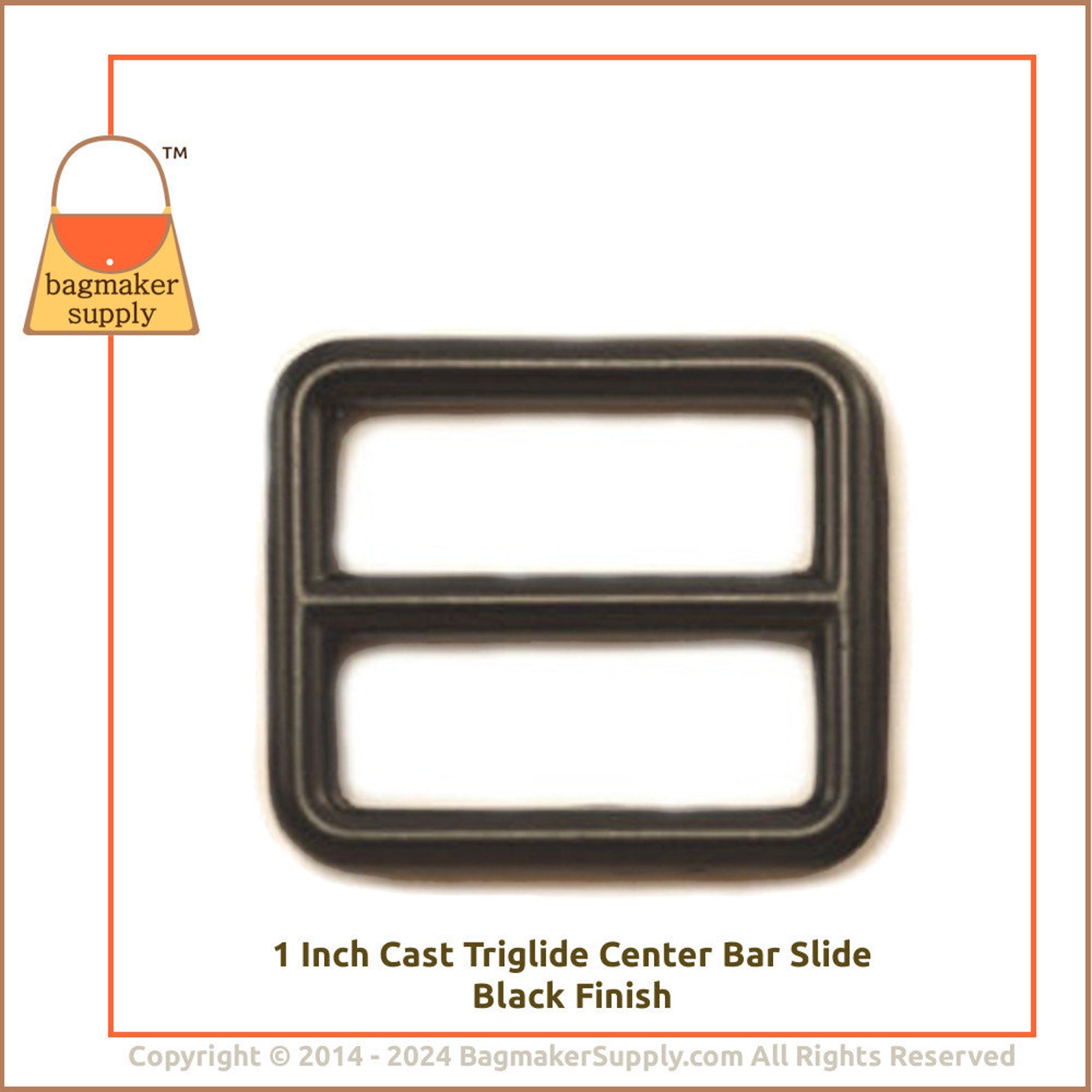 1 Inch Slide Black Finish, 6 Pieces, 25 Mm Metal Triglide for Purse ...