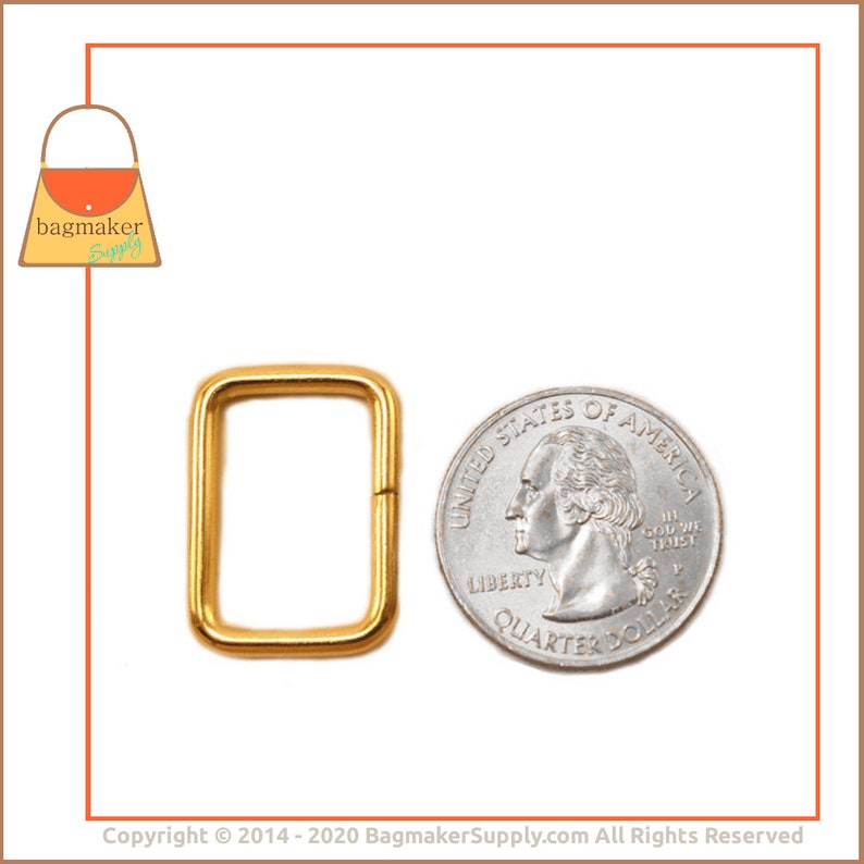 3/4 Inch Rectangle Ring Shiny Brass Finish 12 Pieces | Etsy