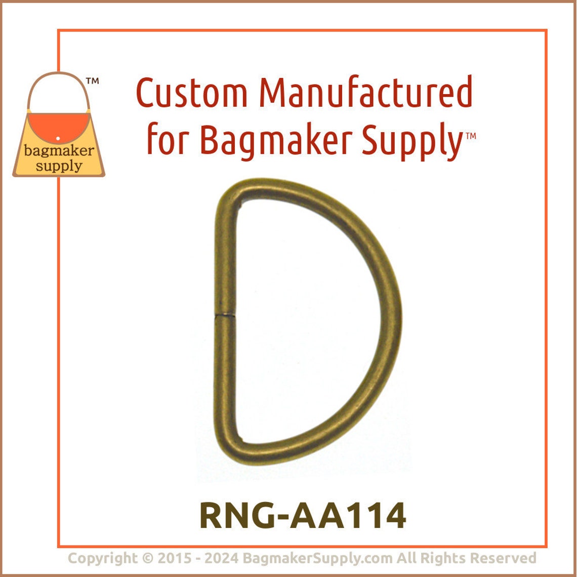 1-1/2 Inch D Ring, Light Antique Brass / Antique Gold Finish, 18 Pack ...