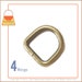 3/8 Inch D Ring, Antique Gold / Light Antique Brass Finish, 4 Pack, 9.5 ...