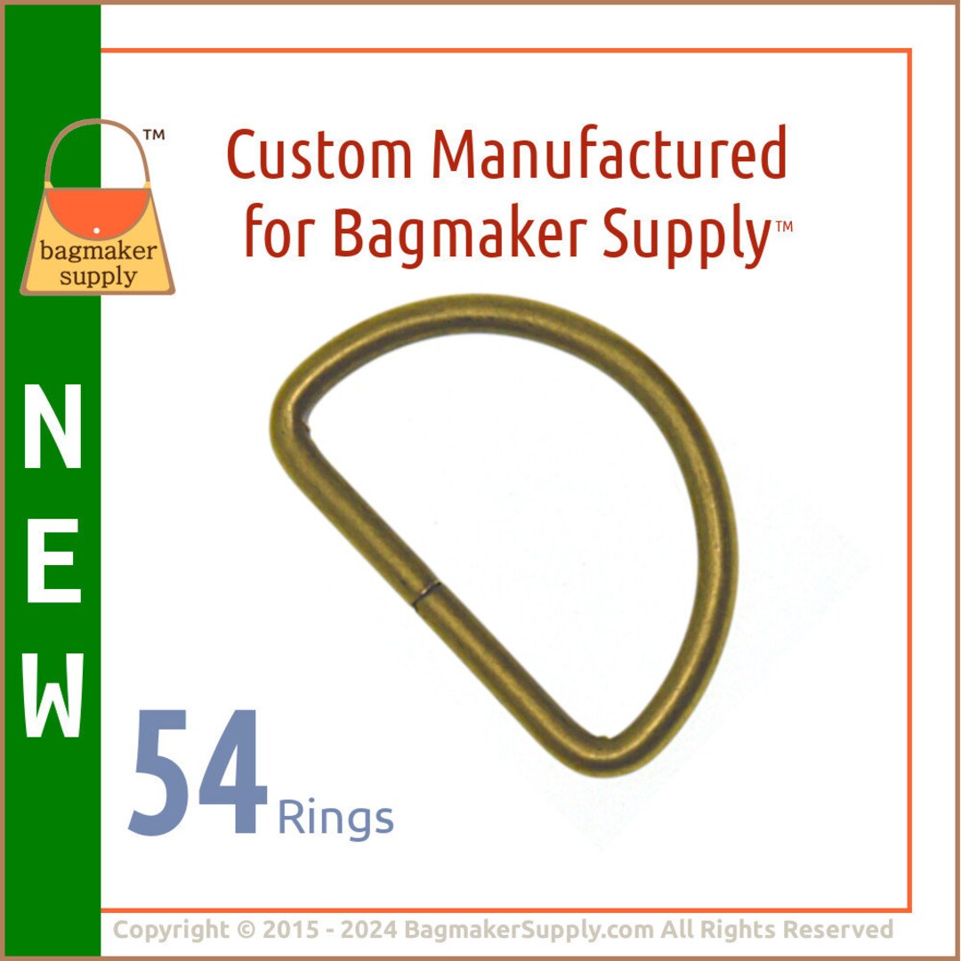 1-1/2 Inch D Ring, Light Antique Brass / Antique Gold Finish, 54 Pack ...