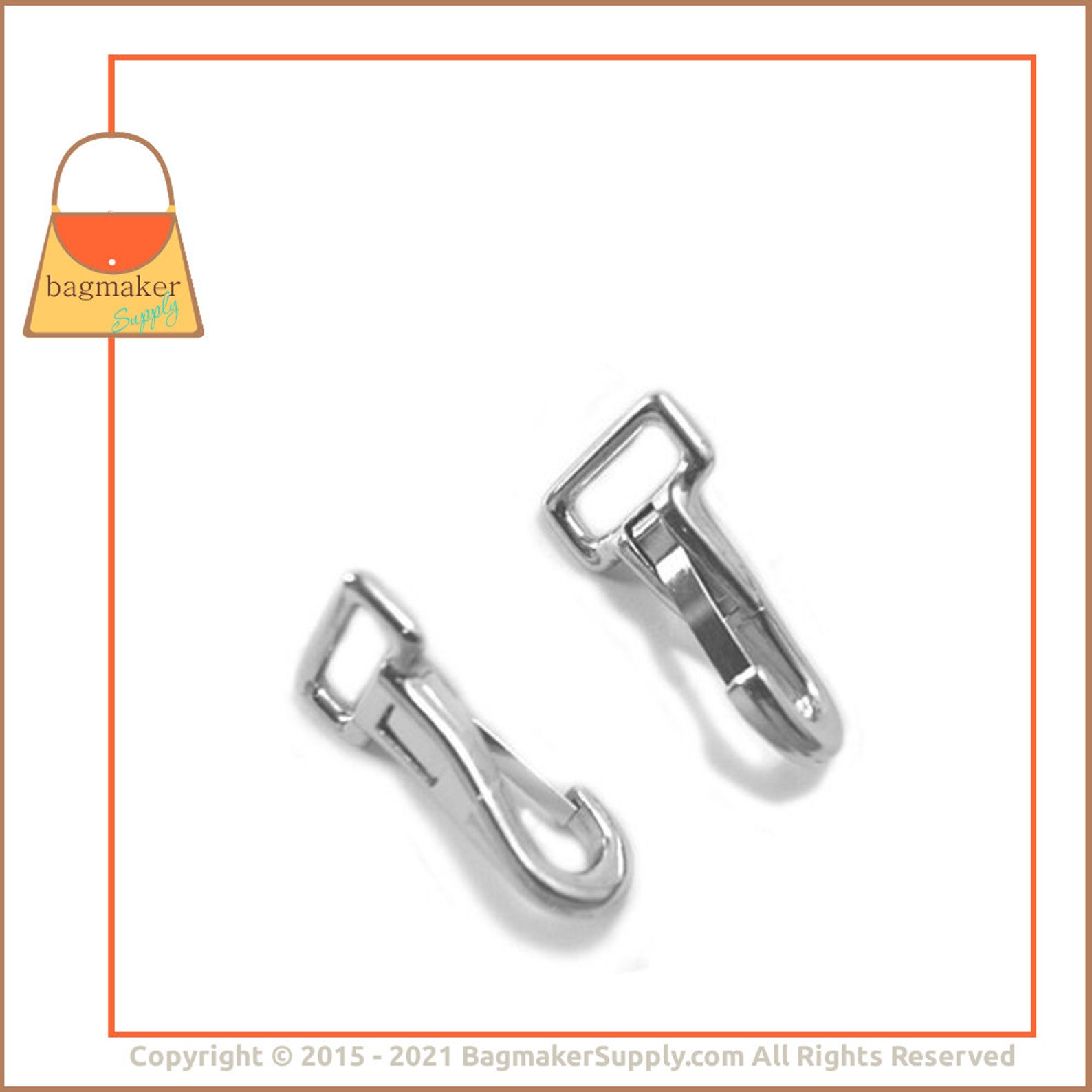 1/2 Inch Stationary Snap Hook Nickel Finish 13 Mm Square End - Etsy