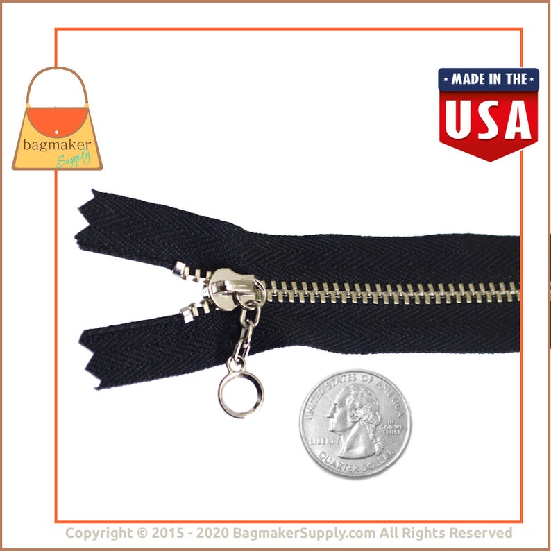 10 Inch Black YKK Ring Chain Zipper With Nickel Finish Metal - Etsy