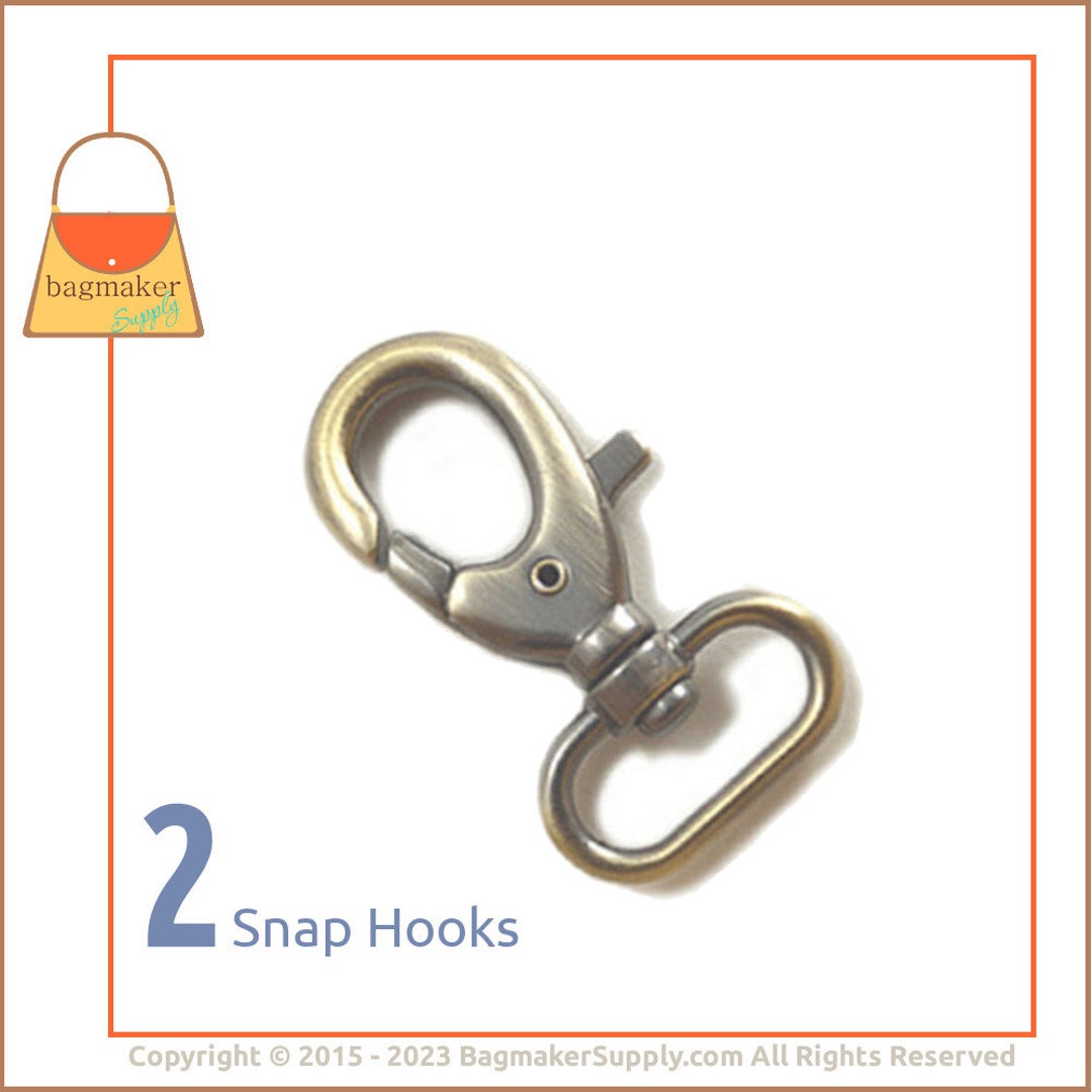 1 Inch Snap Hook, Antique Gold / Light Antique Brass Finish, 2 Pieces ...