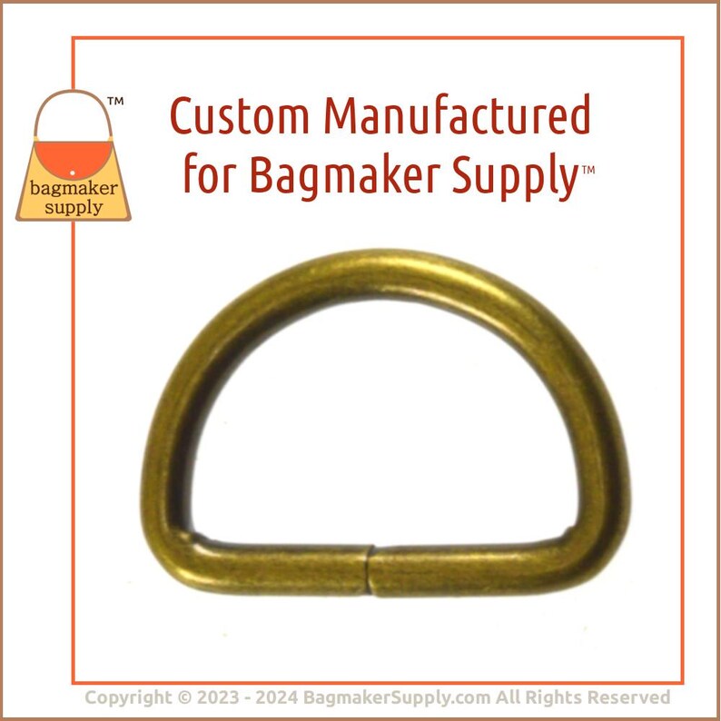 1 Inch D Ring Light Antique Brass Finish, 54 Pack, 3.75 Mm Gauge Wire ...