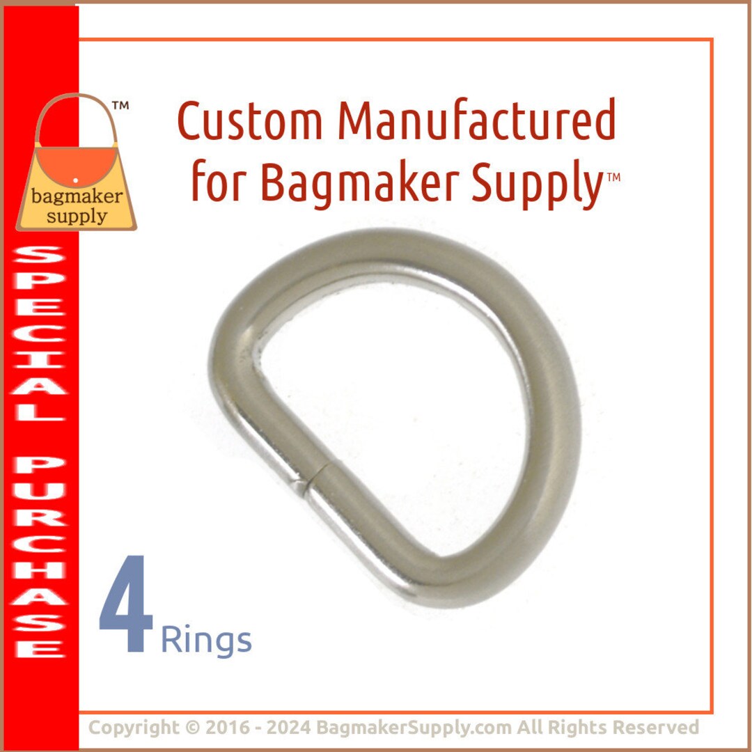 3/4 Inch D Ring, Deluxe Brushed Nickel Finish, 4 Pieces, .75 Inch 19 Mm ...
