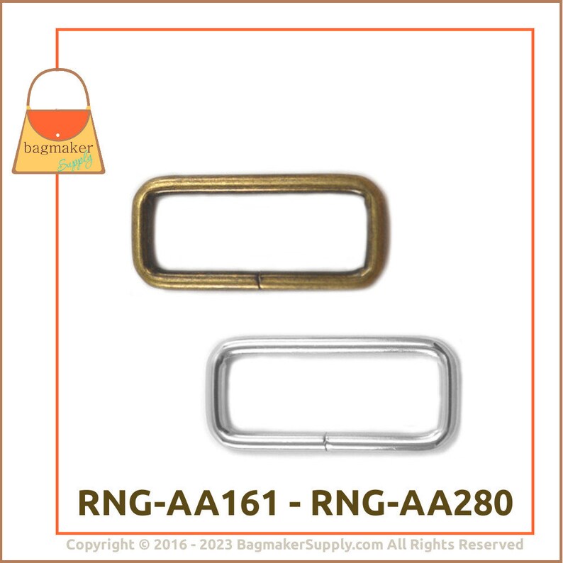 1-1/2 Inch Rectangle Ring Nickel Finish 4 Pack 3.75 Mm - Etsy