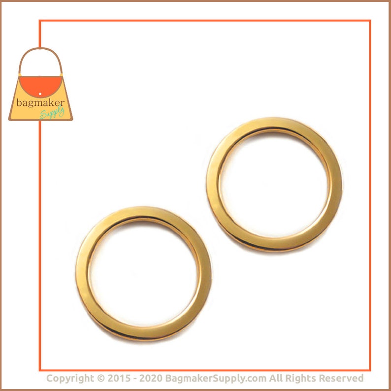 1-1/2 Inch O Ring Shiny Gold Finish 2 Pieces 38 Mm 1.5 | Etsy