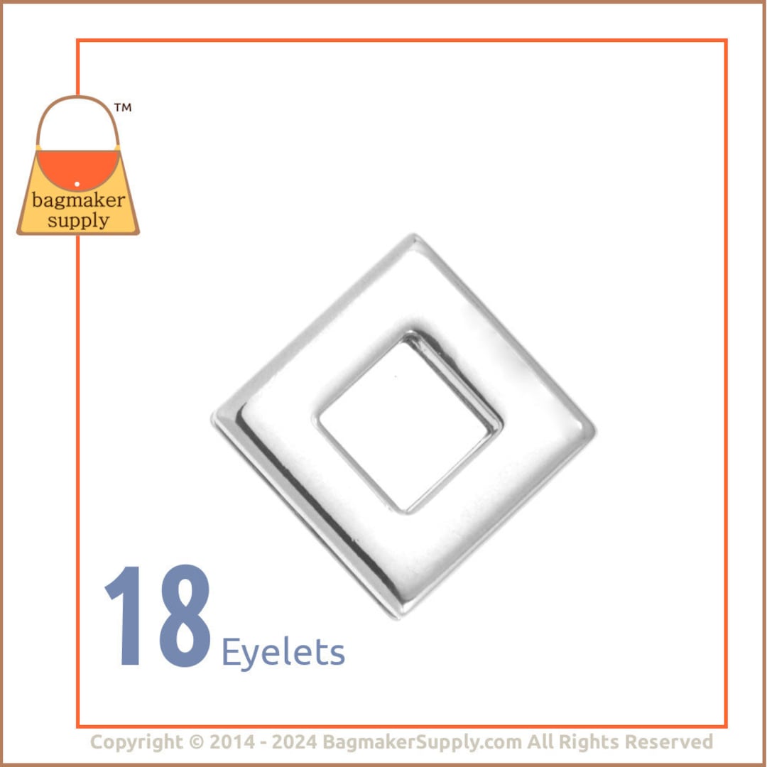 3/8 Inch Square Screw Back Eyelet, Nickel Finish, 18 Eyelets, .375 Inch ...