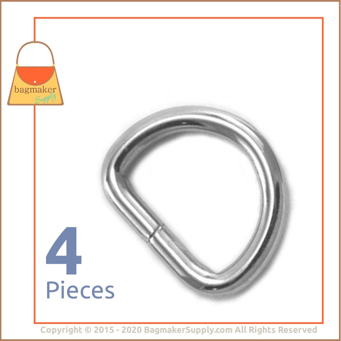 1 Inch D Ring Welded Nickel Finish 4 Pieces 25 Mm Heavy - Etsy