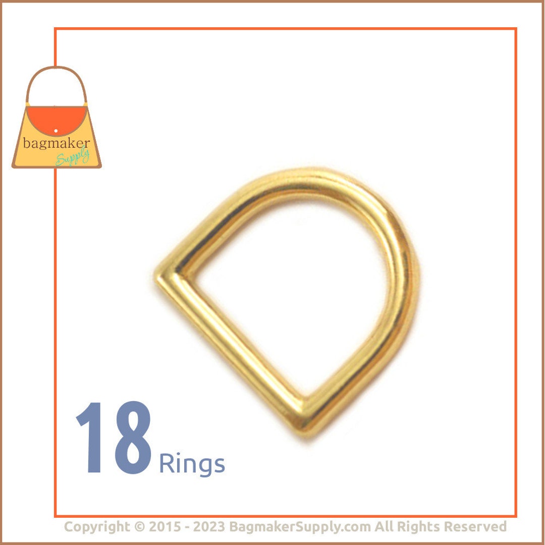 5/8 Inch Cast D Ring, Brass Finish, 18 Pack, 16 Mm D-ring, Also for 1/2 ...