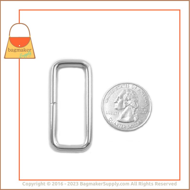 1-1/2 Inch Rectangle Ring Nickel Finish 4 Pack 3.75 Mm - Etsy