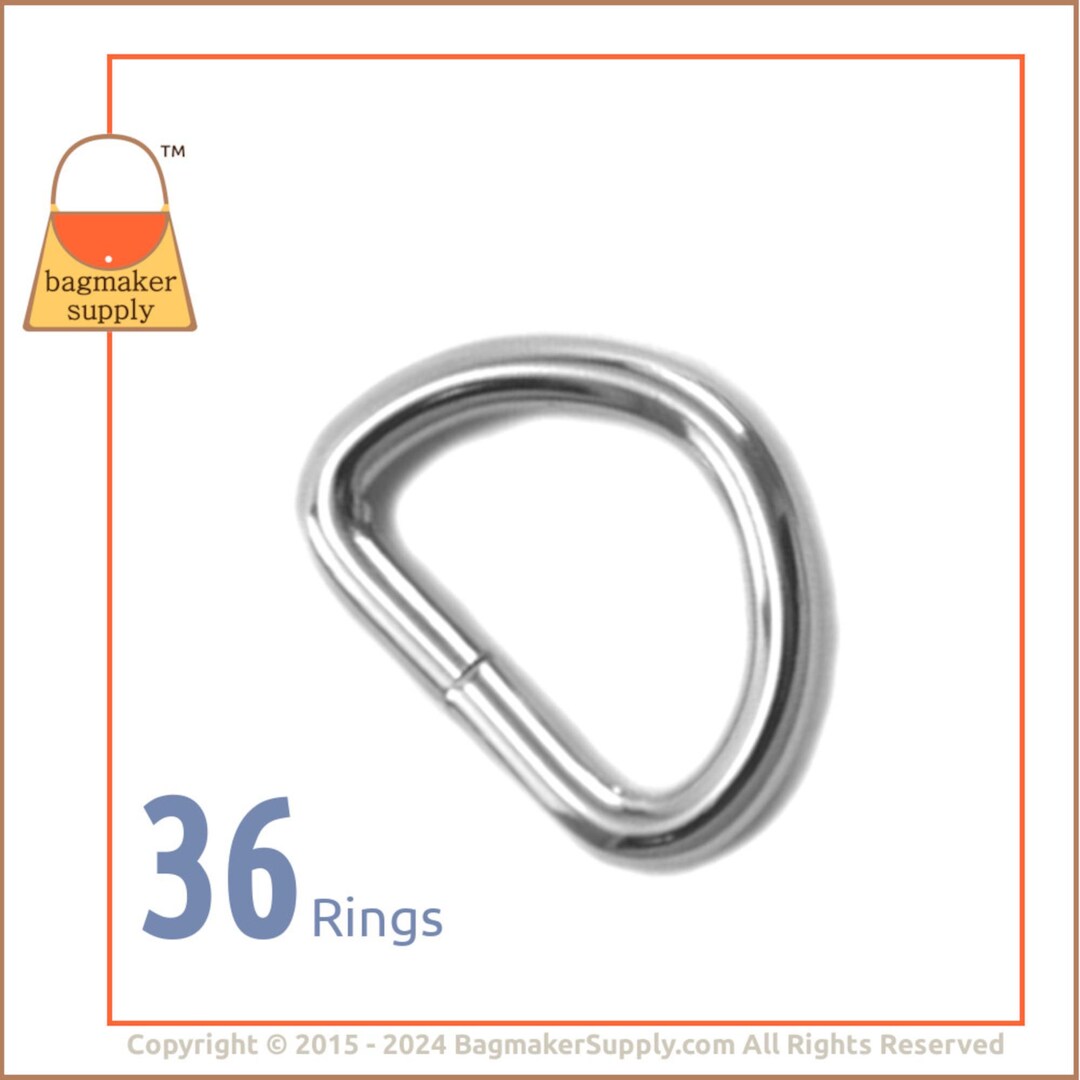 3/4 Inch D Ring, Nickel Finish, 36 Pieces, 3.5 Mm Gauge 19 Mm Dee Ring ...