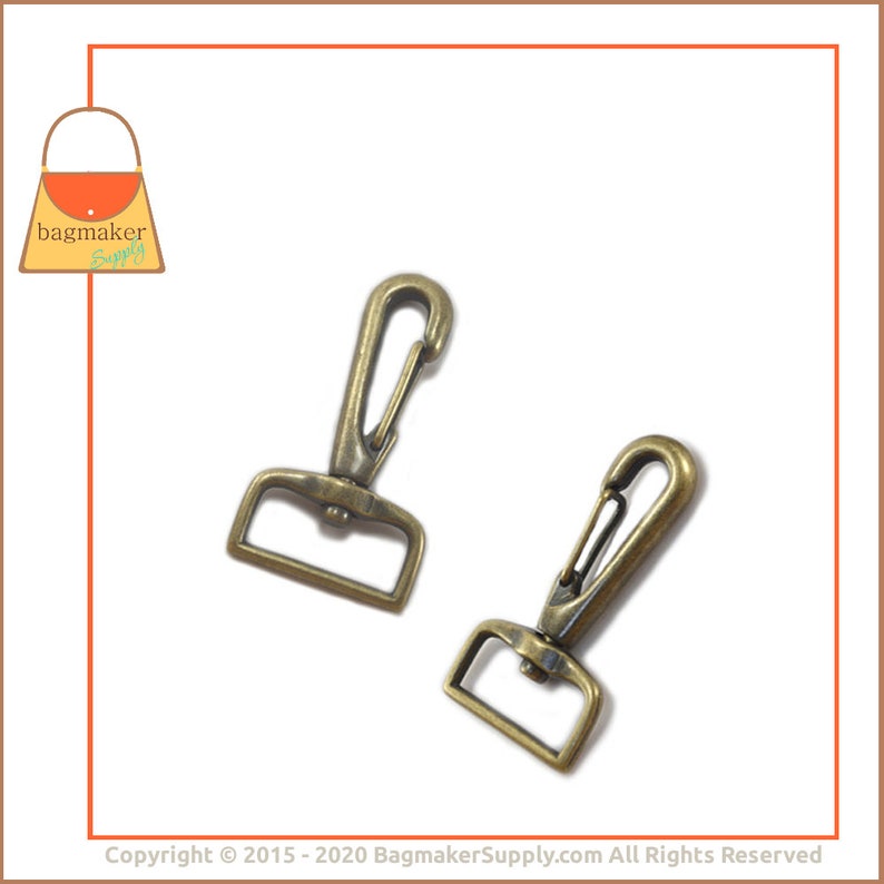 1 Inch Snap Hook Light Antique Brass Finish 2 Pieces Swivel | Etsy