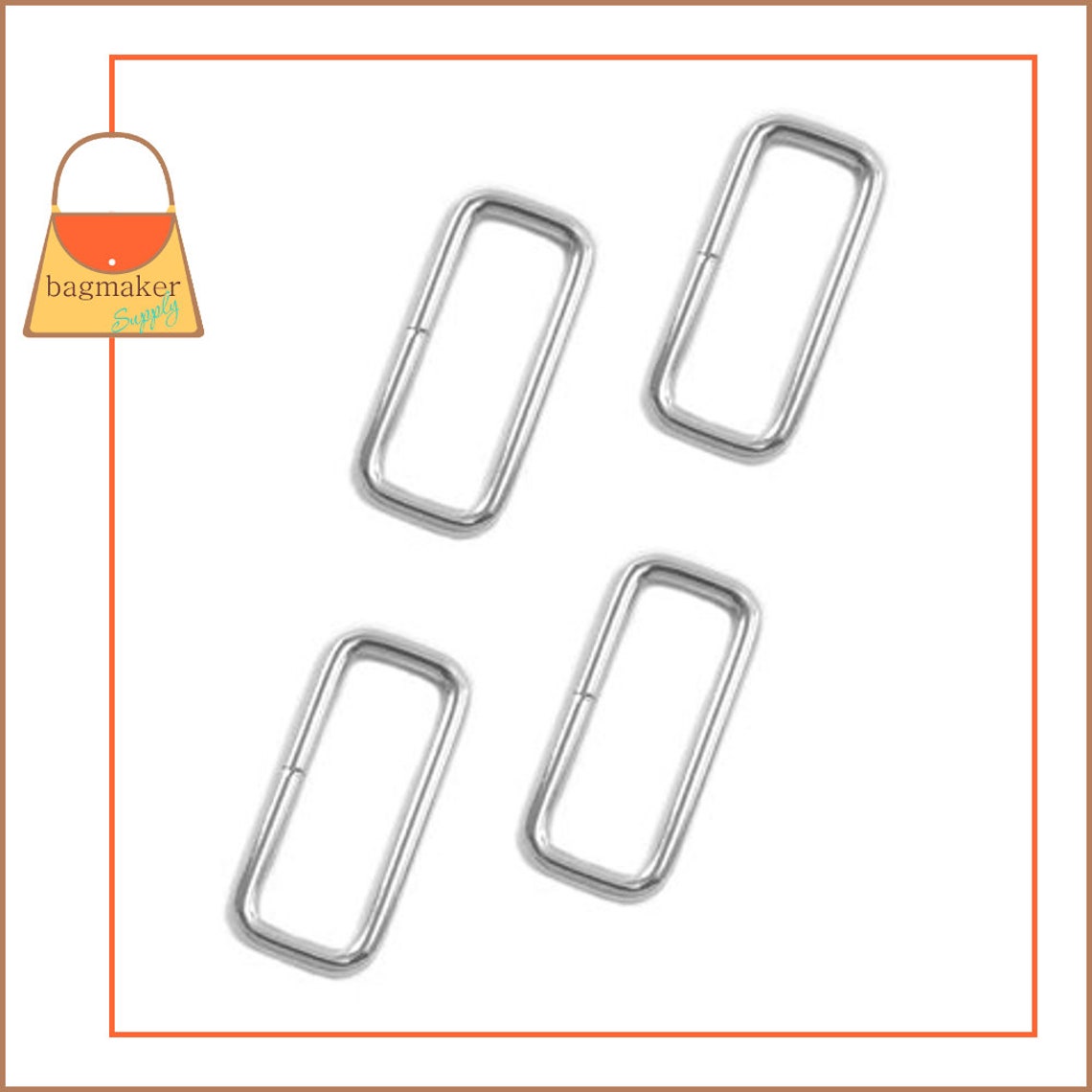 1-1/2 Inch Rectangle Ring Nickel Finish 4 Pieces Purse - Etsy