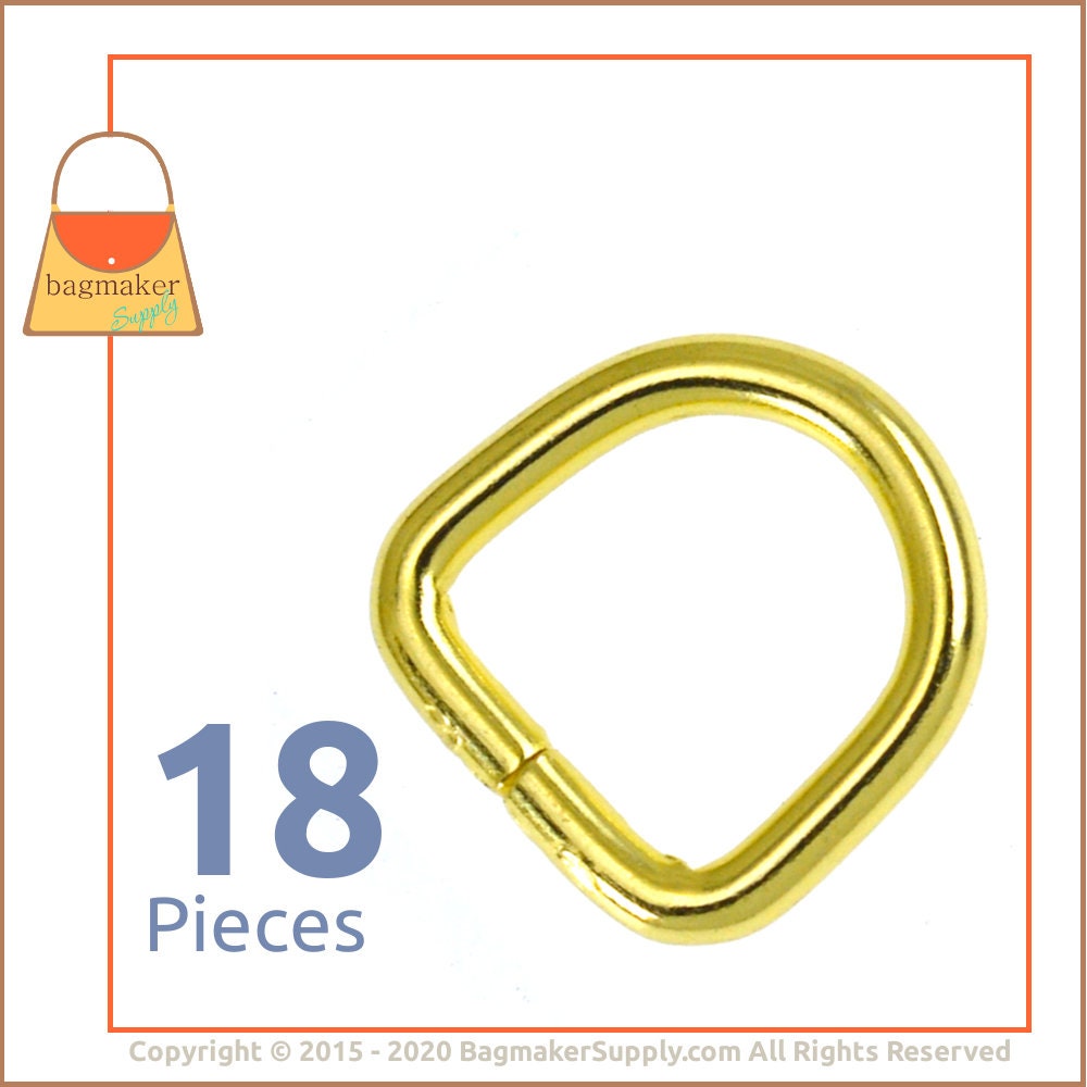 3/8 Inch D Ring Shiny Brass Finish 18 Pieces 9.5 mm Small | Etsy