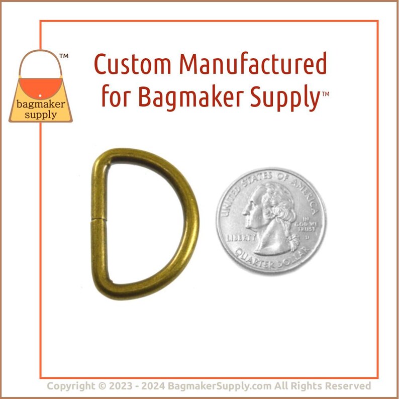 1 Inch D Ring Light Antique Brass Finish, 18 Pack, 3.75 Mm Gauge Wire ...