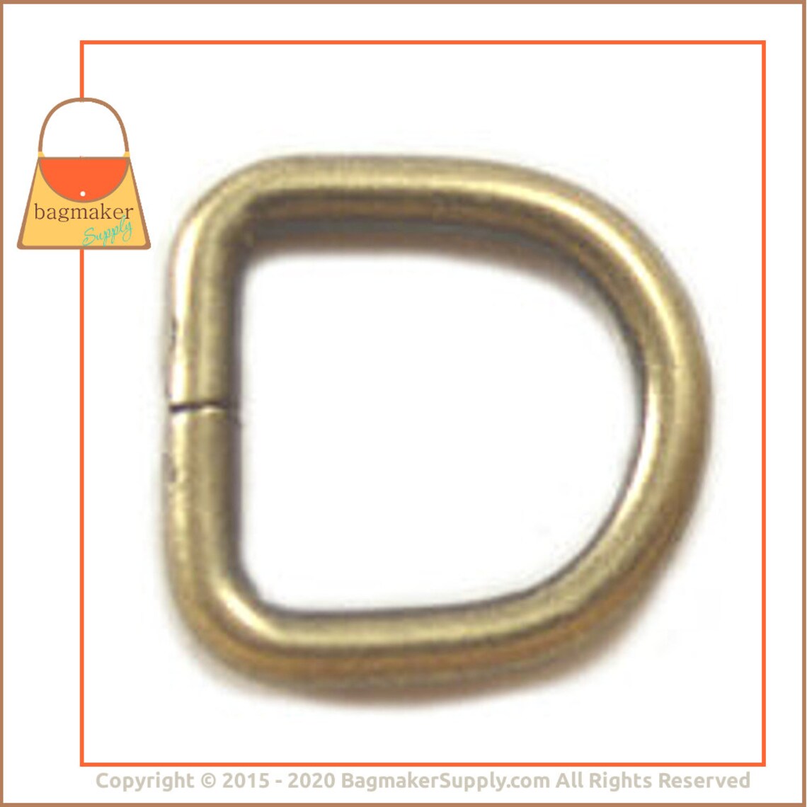 3/8 Inch D Ring Antique Gold / Light Antique Brass Finish 4 | Etsy