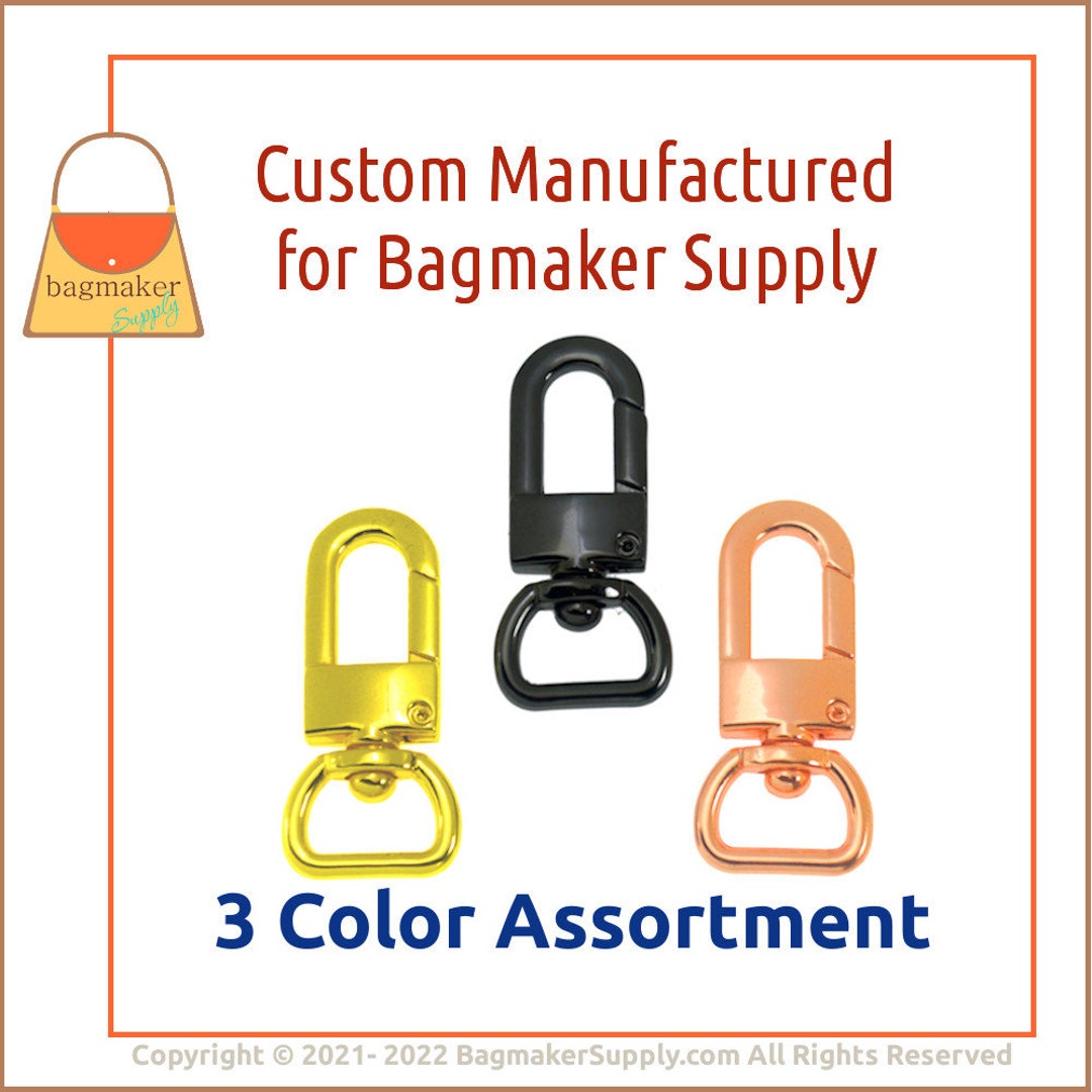 1/2 Inch Swivel Snap Hook, Deluxe Gold Finish, 3 Color Assortment, 13 ...