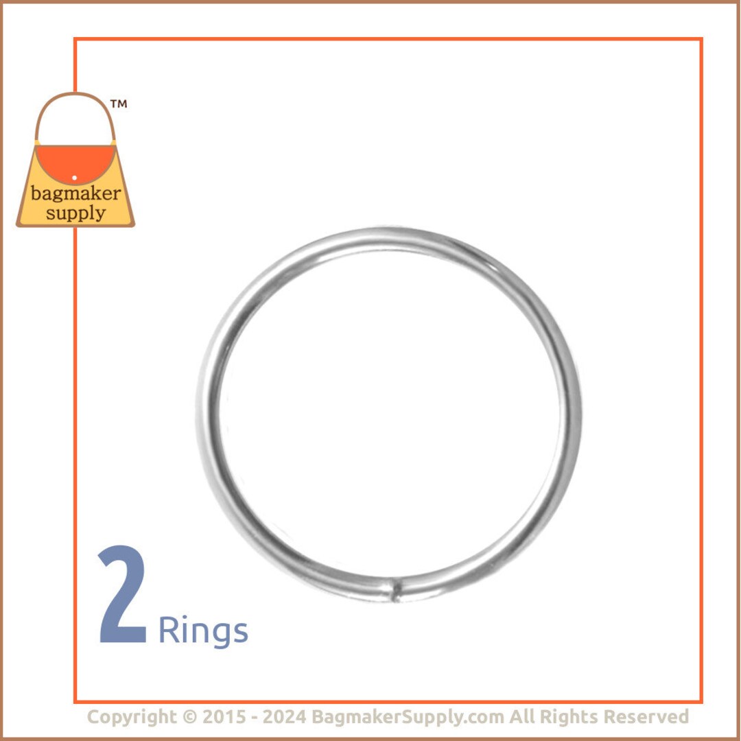 3 Inch O Ring, Shiny Nickel Finish, 2 Pack, Welded, Large 76 Mm O Ring ...