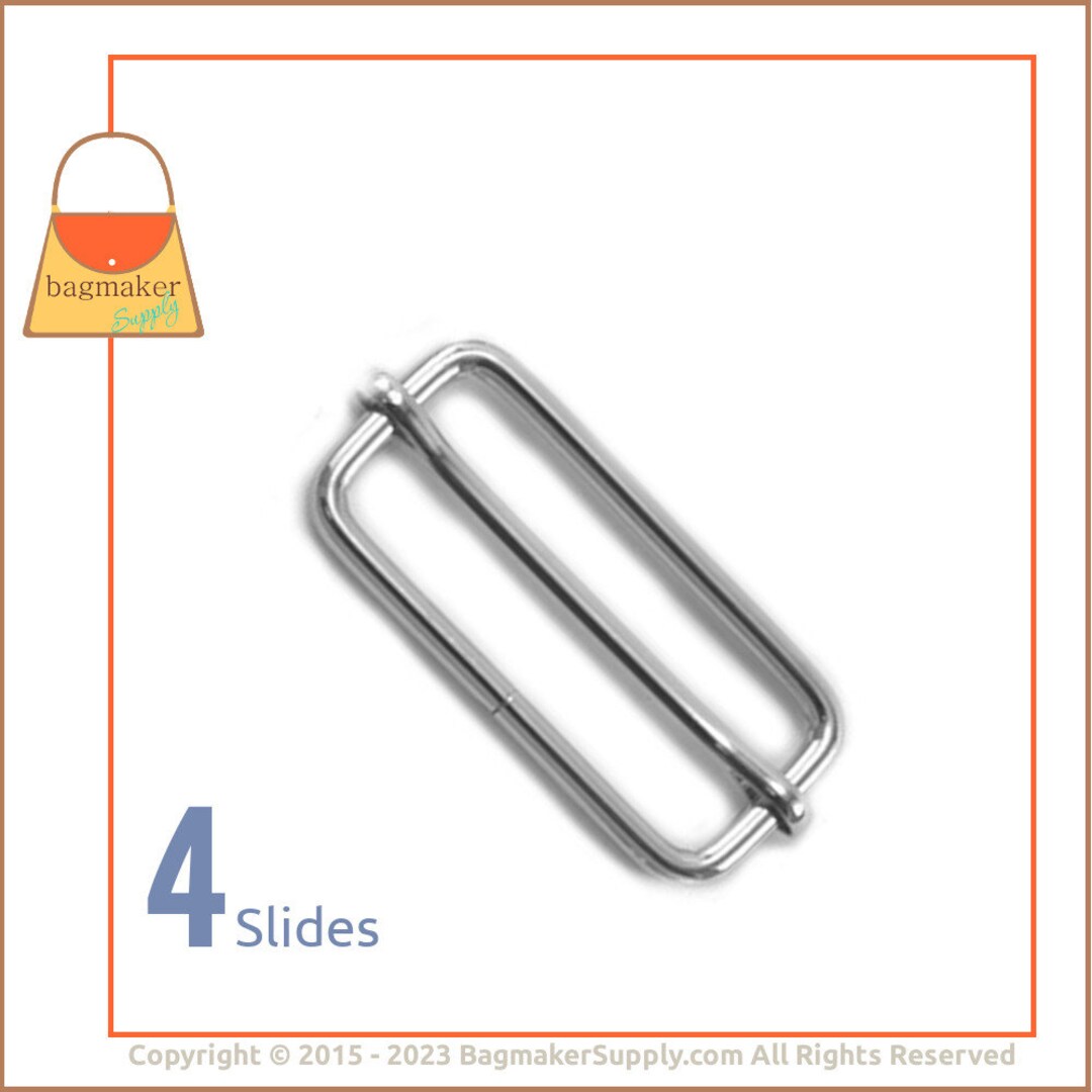 2 Inch Moving Bar Purse Strap Slide, Nickel Finish, 4 Pack, 51 Mm ...