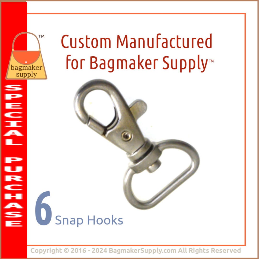 3/4 Inch Trigger Style Snap Hook, Deluxe Brushed Matte Nickel Finish, 6 Pack, 19 Mm Purse Clip ...