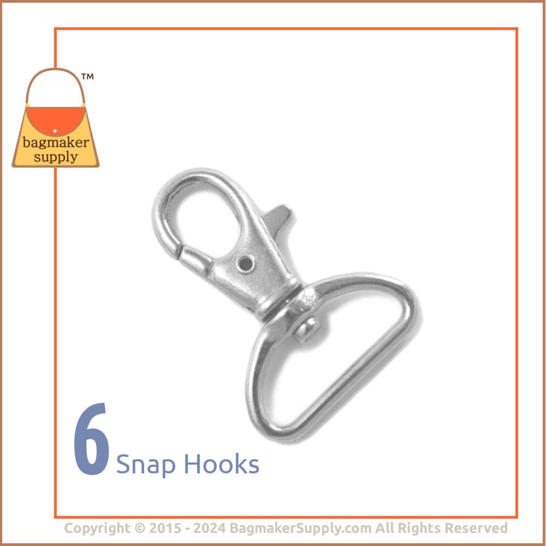 1 Inch Swivel Snap Hook, Lobster Claw, Nickel Finish, 6 Pieces, 25 Mm ...