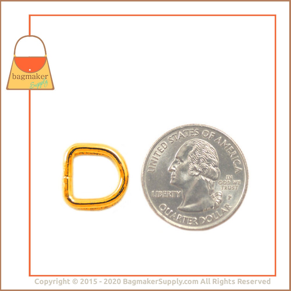 3/8 Inch D Ring Shiny Brass Finish 18 Pieces 9.5 mm Small | Etsy