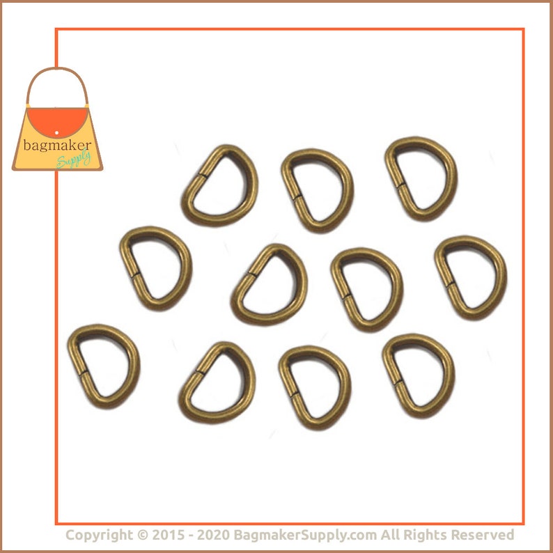 1/2 Inch D Ring Antique Brass Finish 36 Pieces Small D-ring | Etsy