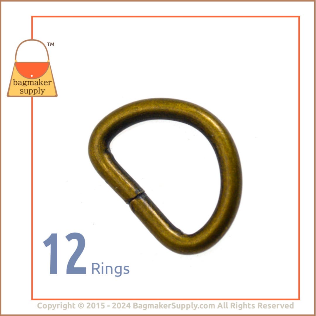 3/4 Inch D Ring, Antique Brass Finish, 12 Pieces, 3.5 Mm Gauge 19 Mm ...