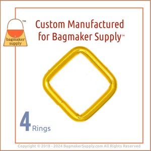 1/2 Inch Square Ring, Deluxe Gold Finish, 4 Pack, .5 Inch 13 Mm ...