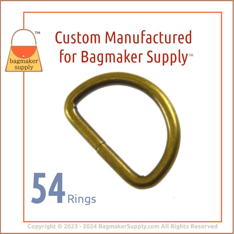 1 Inch D Ring Light Antique Brass Finish, 54 Pack, 3.75 Mm Gauge Wire ...