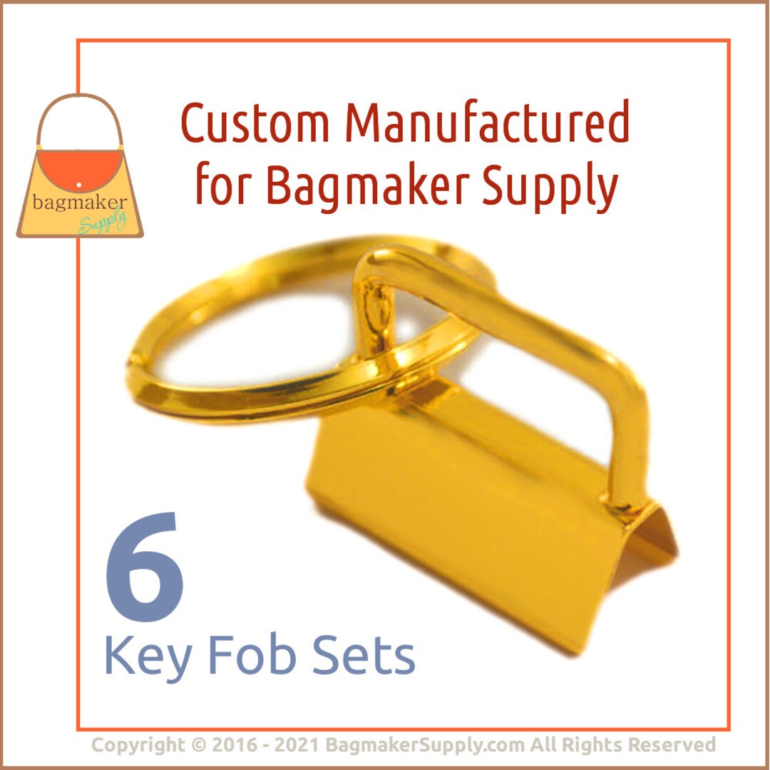1 Inch Deluxe Key Fob Hardware Set, Deluxe Gold Finish, 6 Sets, 25 Mm ...