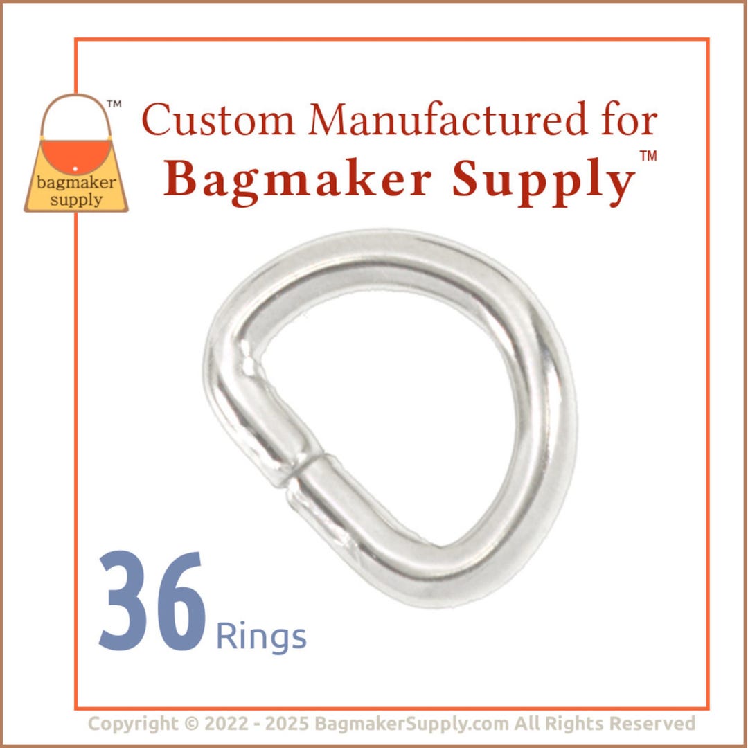 1/2 Inch D Ring, Nickel Finish, 36 Pieces, Shiny 2.75 Mm Gauge 13 Mm ...
