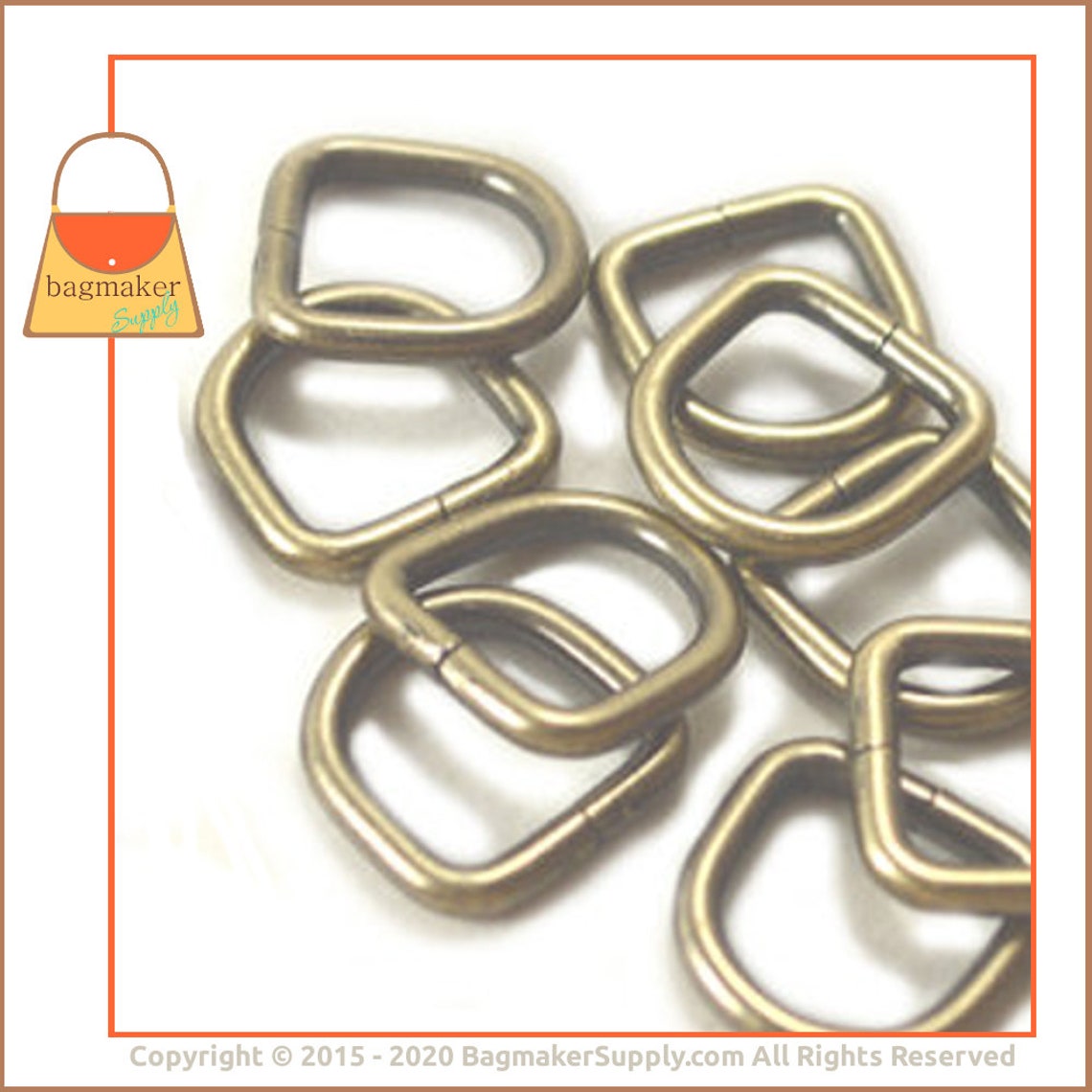 3/8 Inch D Ring Antique Gold / Light Antique Brass Finish 4 | Etsy