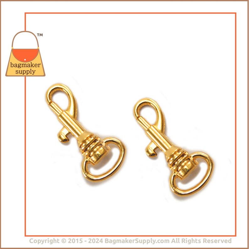 1/2 Inch Bolt Style Swivel Snap Hook, Gold Finish, 18 Pieces, .5 Inch ...