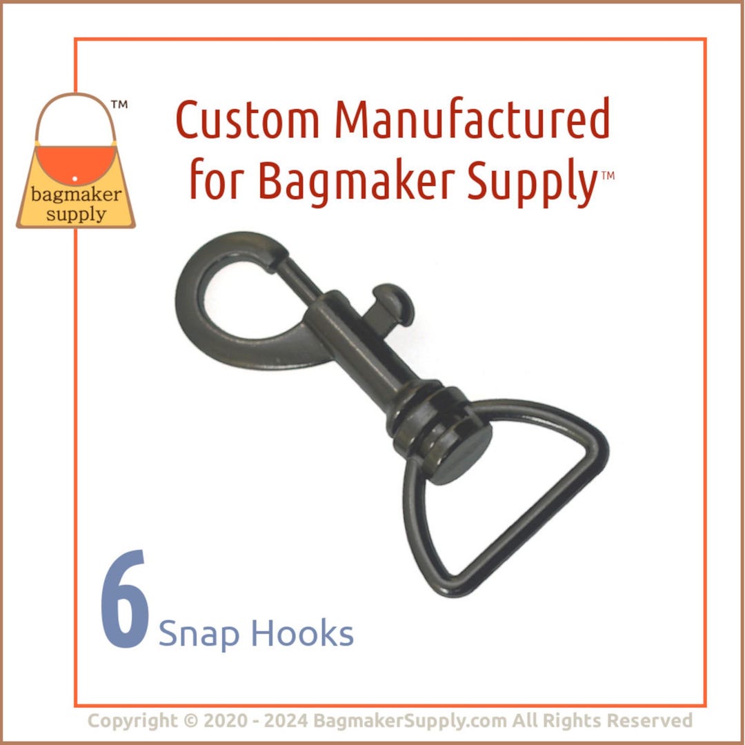 3/4 Inch Bolt Style Snap Hook, Black Nickel / Gunmetal Finish, 6 Pack ...