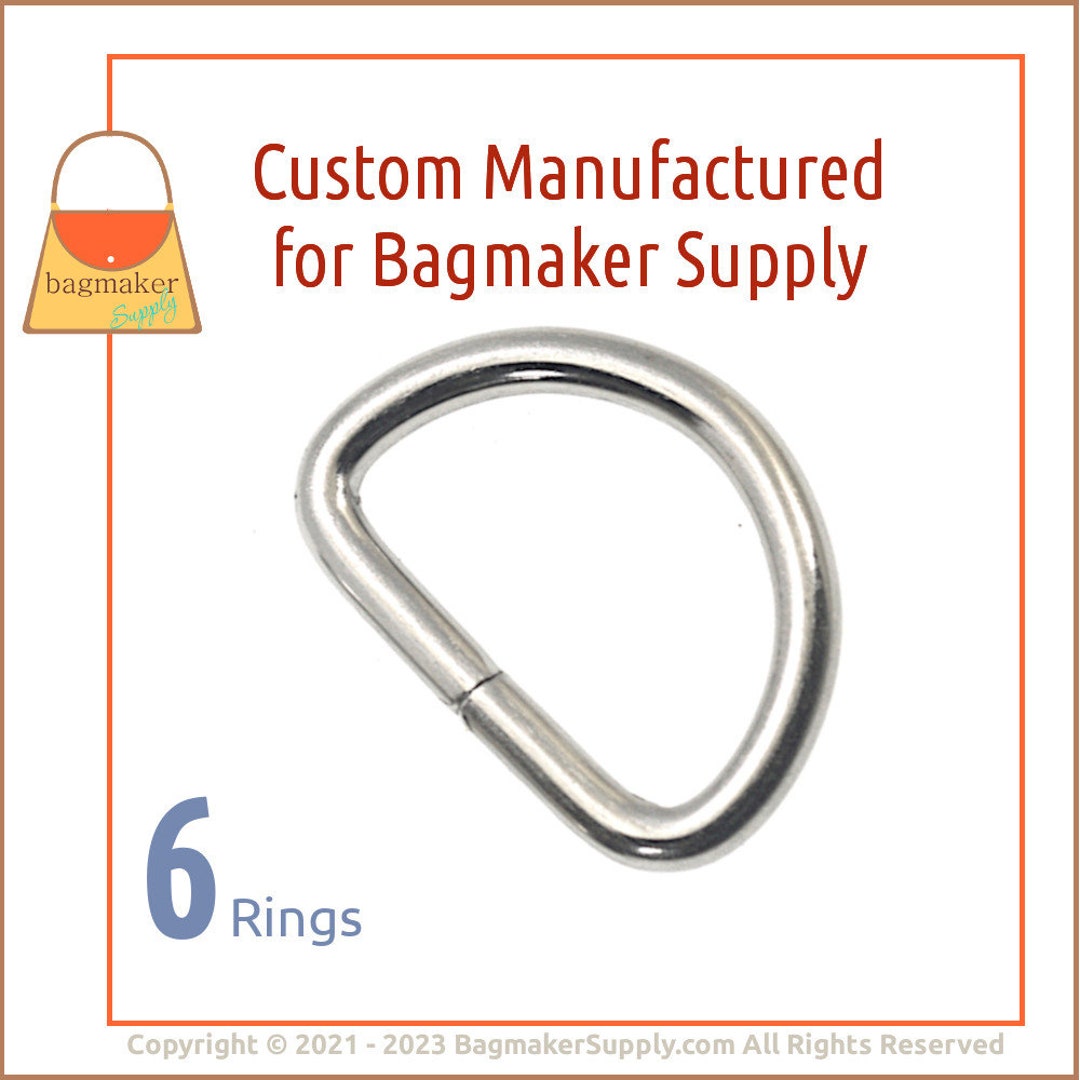 1 Inch D Ring, Nickel Finish, 6 Pieces, 25 Mm Dee Ring, 3.75 Mm Gauge ...