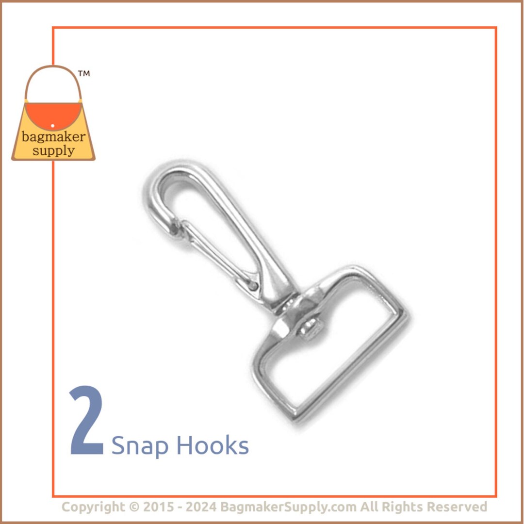1 Inch Snap Hook, Nickel Finish, 2 Pieces, 25 Mm Spring Loop Purse Clip ...